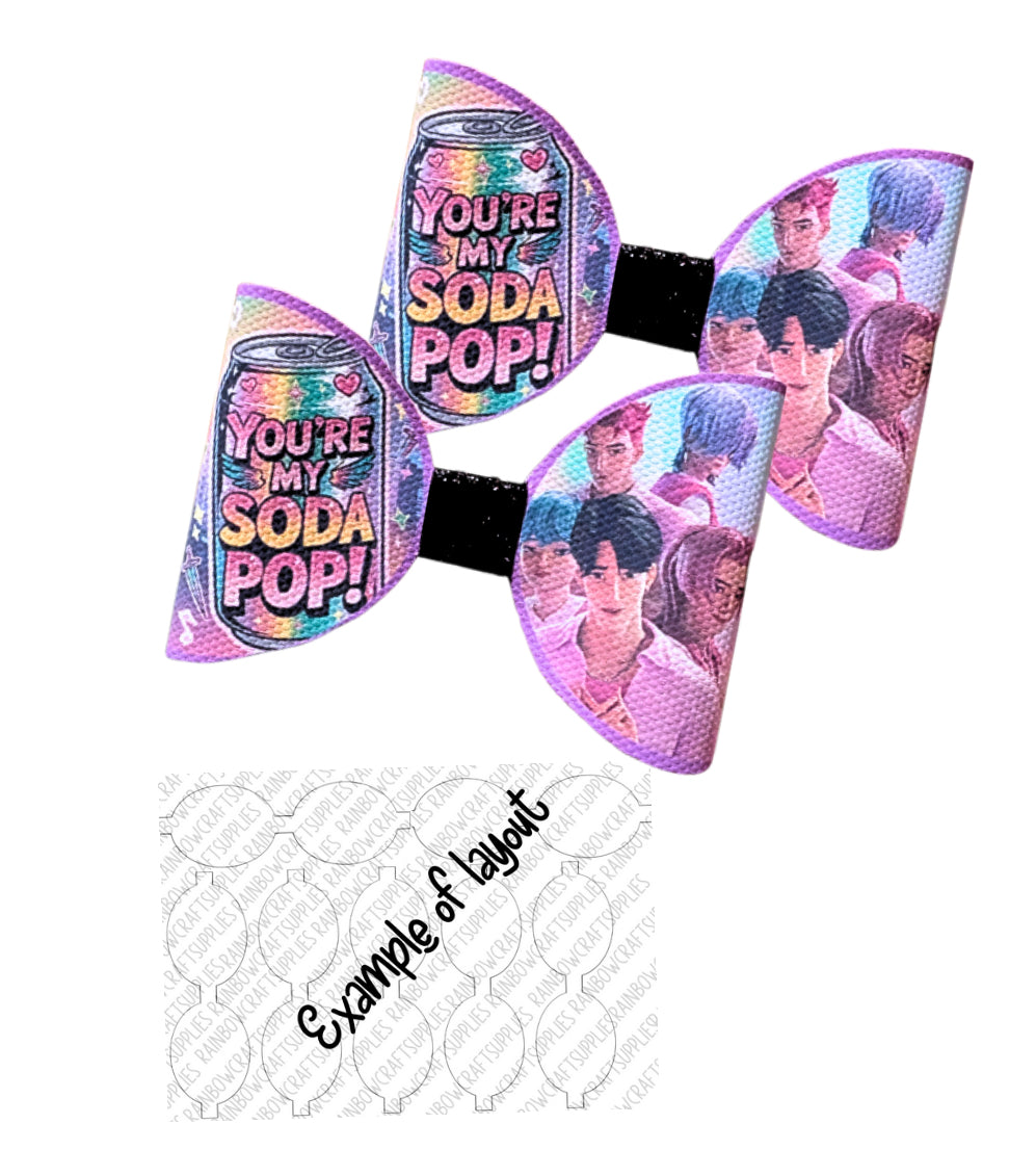 7 x In house printed leatherette bow loops 3.5” Demon pop Boys Soda po ...